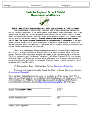 Fillable Online Middle School Concussion Form - Hale Middle School ...