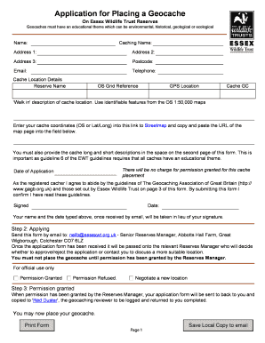 Fillable Online Forestry Commission South East Geocache Application ...