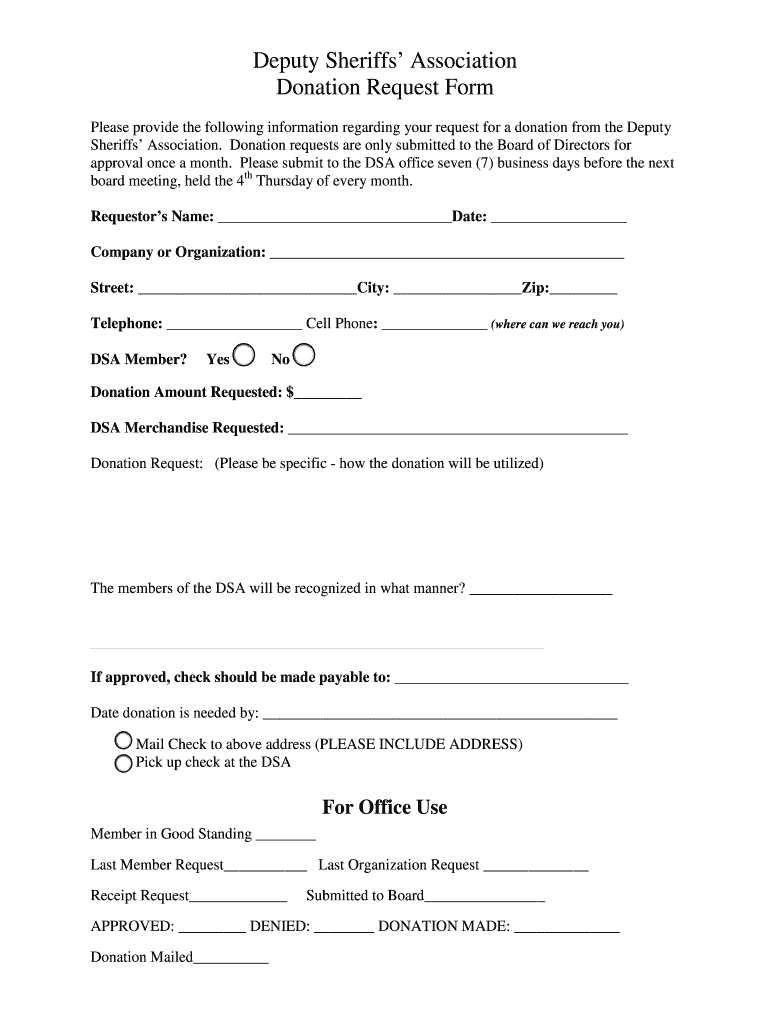 Fillable Online dsasd Donation requests are only submitted to the Board ...