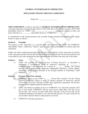 Fillable Online industry gatech THIS AGREEMENT GEORGIA TECH RESEARCH CORPORATION - industry ...