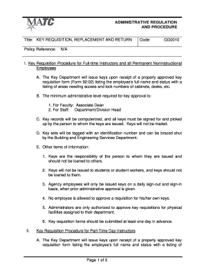 Fillable Online Title: KEY REQUISITION, REPLACEMENT AND RETURN Fax ...