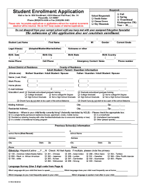 Fillable Online ieminc Student Enrollment Applicationnew2014.doc Fax ...