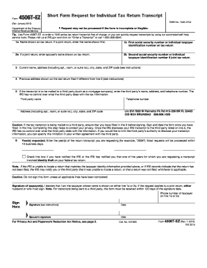 Fillable Online Use Form 4506T-EZ to order a 1040 series tax return ...