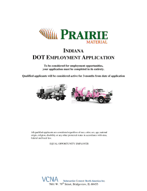 Fillable Online Indiana dot employment application - Prairie Material ...