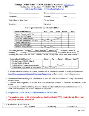 Fillable Online smith USPS(United States Postal Service) Order Form ...
