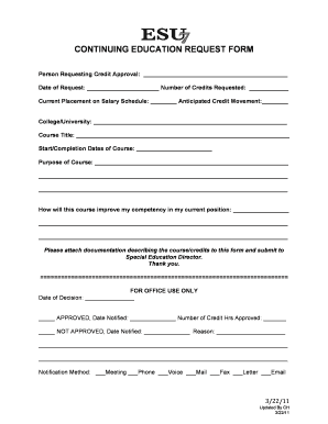 Fillable Online sites esu7 CONTINUING EDUCATION REQUEST FORM-7 Fax ...
