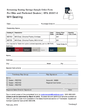 Fillable Online M11 Promo Sample Order Form - Trendway Fax Email Print ...