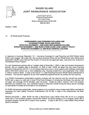Fillable Online Homeowners Lead Poisoning Exclusion & Coverage Forms ...