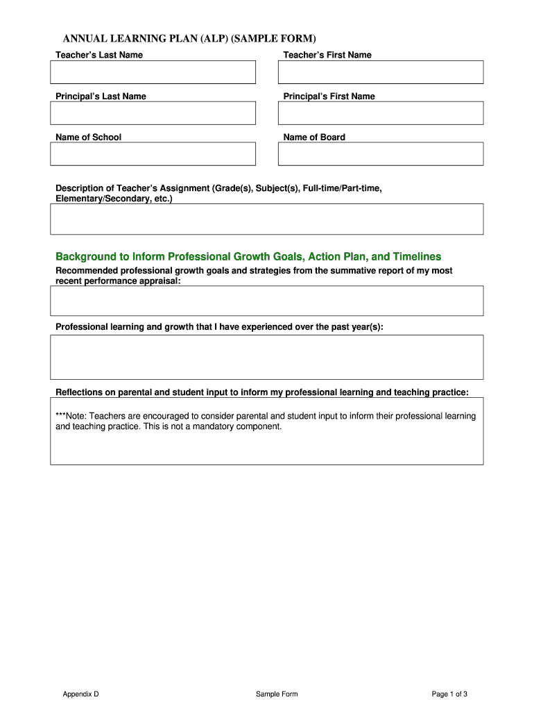 Annual Learning Plan Generator Fill Online Printable Fillable 
