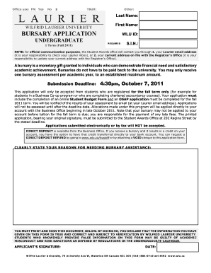 Fillable Online wlu Office use FN Yes Fax Email Print - pdfFiller