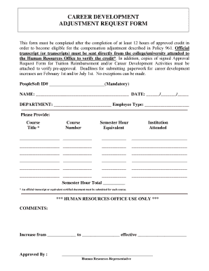 Fillable Online dept clcillinois Career Development Adjustment Request ...