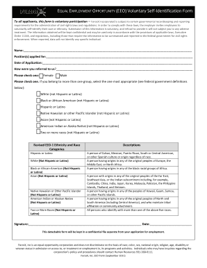 Fillable Online EQUAL EMPLOYMENT OPPORTUNITY (EEO) Voluntary Self-Identification Form Fax Email ...