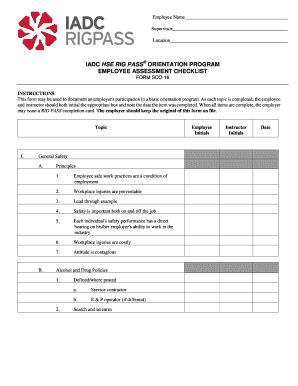 Fillable Online iadc Assessment Checklist - IADC Fax Email Print ...