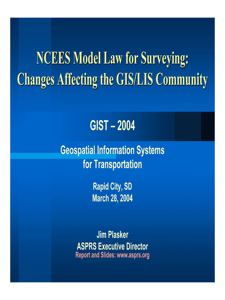 Fillable Online asprs NCEES Model Law for Surveying Changes Affecting the GIS bb - asprs Fax ...