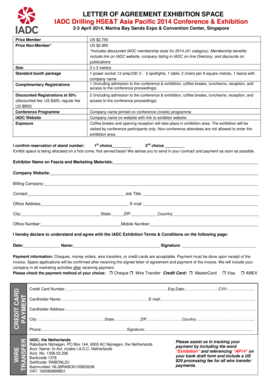 Fillable Online iadc LETTER OF AGREEMENT EXHIBITION SPACE IADC Drilling HSE& - iadc Fax Email ...