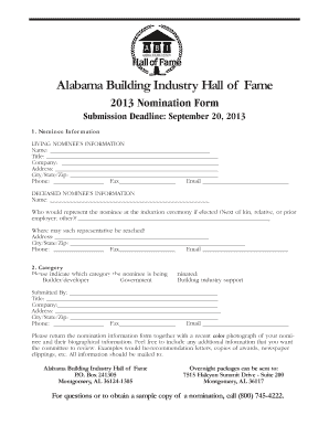 Fillable Online hbaa 05-Hall of Fame Form - Home Builders Association ...