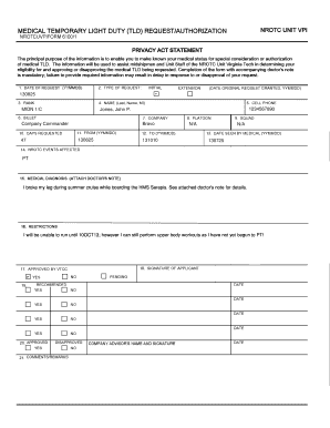 Fillable Online usnavy vt Medical TLD Chit Example Fax Email Print ...