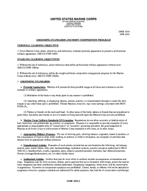 Fillable Online GROOMING STANDARDS AND BODY COMPOSITION PROGRAM Fax ...