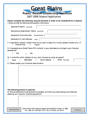 Fillable Online unmc 2007-2008 Stipend Application Information Fax ...
