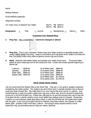Fillable Online seawolf Ring Order Form(.pdf) Fax Email Print - pdfFiller