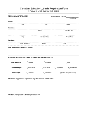 Fillable Online Canadian School of Lutherie Registration Form Fax Email Print - pdfFiller