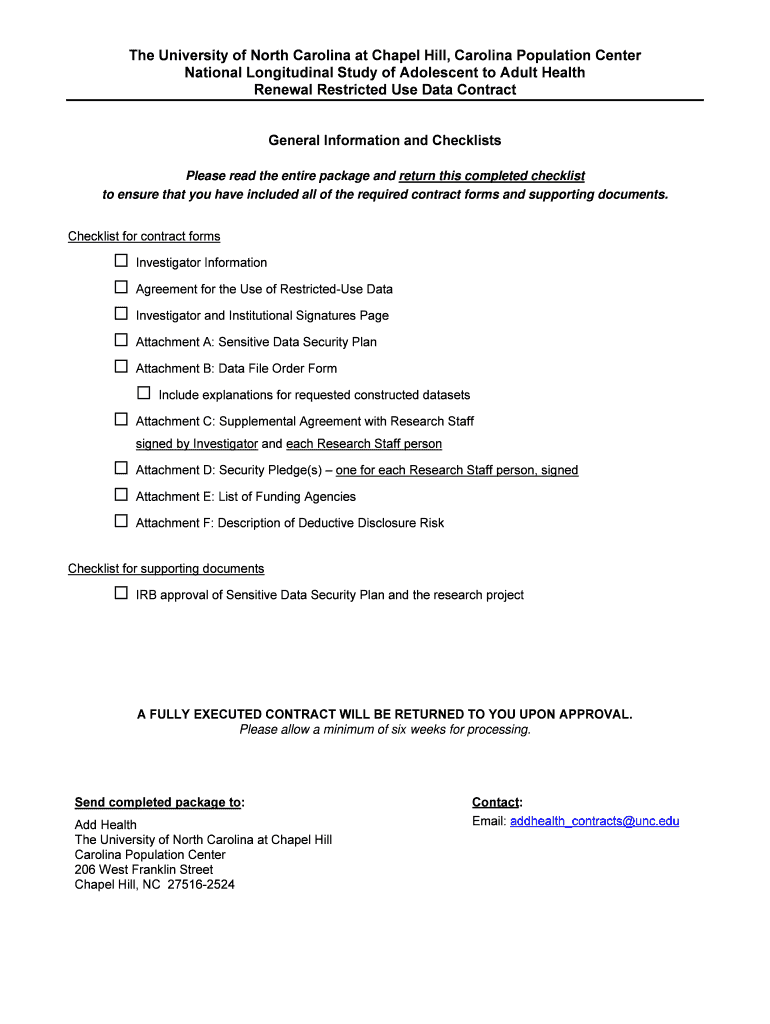 Fillable Online cpc unc Restricted-Use Renewal Contract - Carolina Population Center Fax Email ...