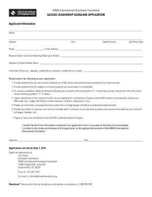 Fillable Online arma Access Scholars Application Form - ARMA ...
