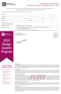 Fillable Online licensedarchitect 2010 Design Awards Program ...