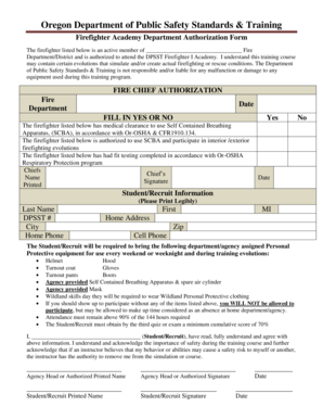 Fillable Online Oregon Department of Public Safety Standards ... - Fire ...