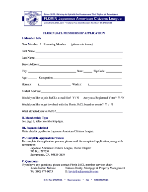 Fillable Online Florin JACL Membership Form Fax Email Print - pdfFiller