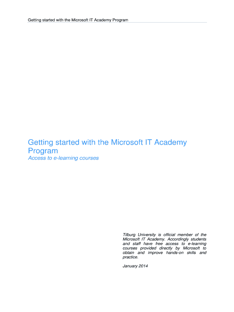Fillable Online tilburguniversity Getting started with the Microsoft IT Academy Program ...