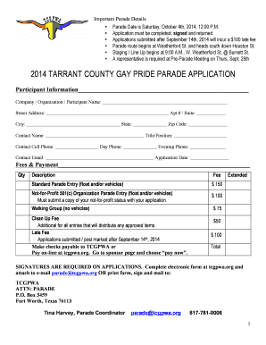 Fillable Online tcgpwa Parade application - Tarrant County Gay Pride ...