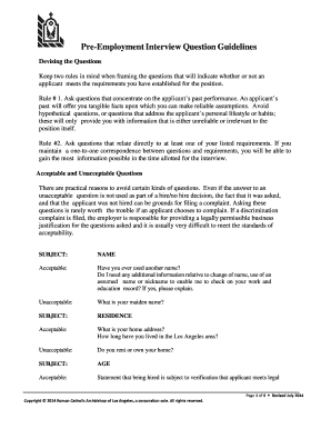 Fillable Online Pre-Employment Interview Question Guidelines Fax Email ...
