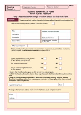 Fillable Online Housing benefit hostel application form Fax Email Print ...