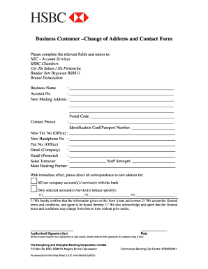 Fillable Online Business Customer Change of Address and Contact Form ...