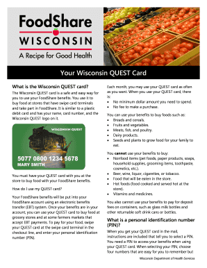 Fillable Online Your Wisconsin QUEST Card Fax Email Print - pdfFiller