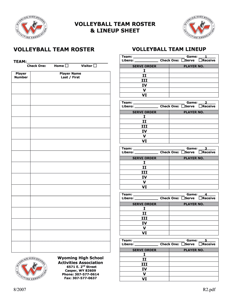 Volleyball Lineup Forms Fill Online Printable Fillable Blank 