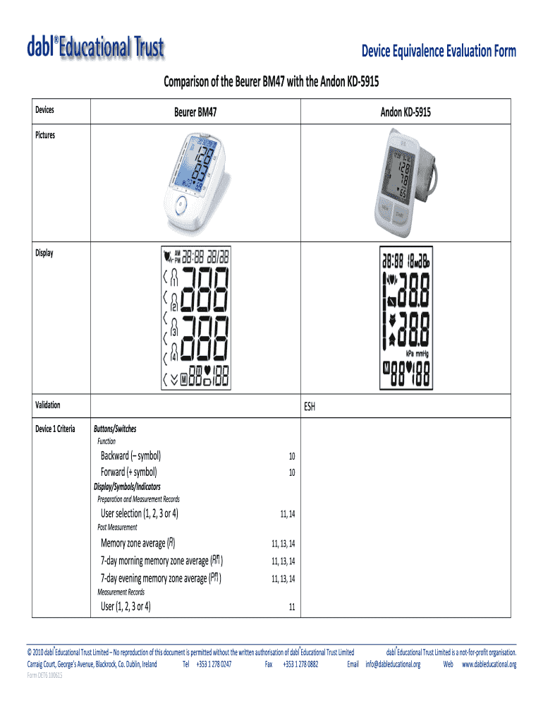 Fillable Online Device Equivalence Evaluation Form - dabl Educational Trust Fax Email Print ...