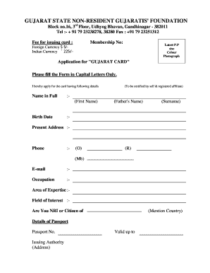 Fillable Online GUJARAT-CARD-FORM Fax Email Print - pdfFiller