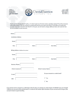 Fillable Online Directv Form - David Barrios Designs Fax Email Print ...