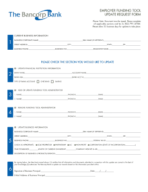 Fillable Online EMPLOYER FUNDING TOOL UPDATE REQUEST FORM Fax Email ...
