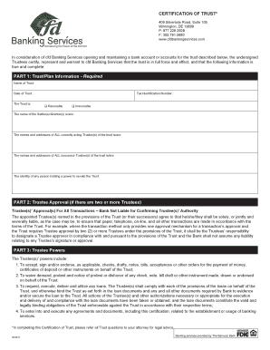 Fillable Online Trust Certification Form - cfd Banking Services Fax ...