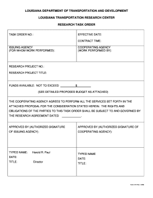 Fillable Online ltrc lsu Research Task Order Form - Louisiana ...