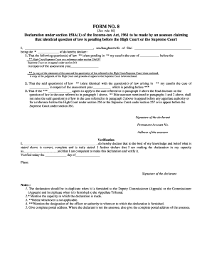 Fillable Online The Income Tax Act, 1962 - Form No. 8 Fax Email Print ...
