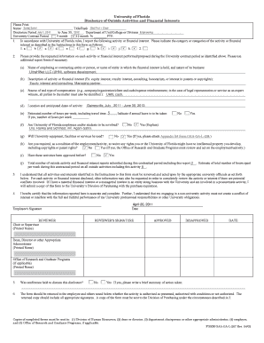 Fillable Online cise ufl Disclosure of Outside Activities and Financial ...