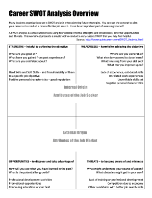 Fillable Online cds sdce Career SWOT Analysis Overview Fax Email Print ...