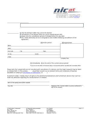 Fillable Online AT Cancellation form - OpenSRS Fax Email Print - pdfFiller