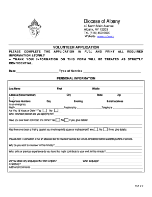 Fillable Online rcda Diocese of Albany Fax Email Print - pdfFiller