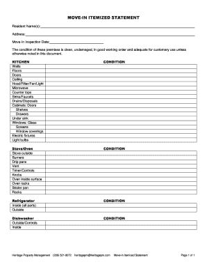 Fillable Online Inspection Form - Heritage Property Management Fax ...
