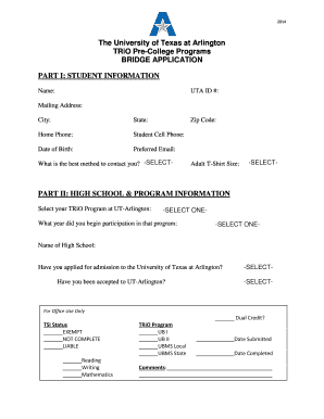 Fillable Online uta TRiO Pre-College Programs Fax Email Print - pdfFiller